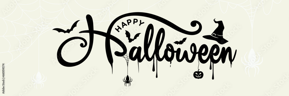 Halloween lettering, text, banner, cursive, type, vector for Halloween ...