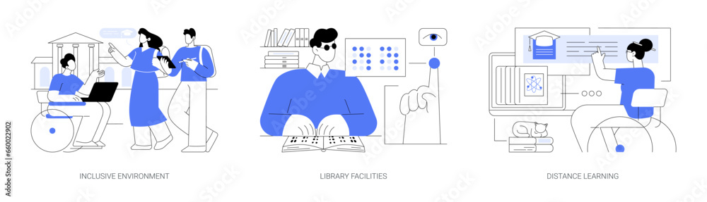 Accessibility and inclusion in education isolated cartoon vector ...