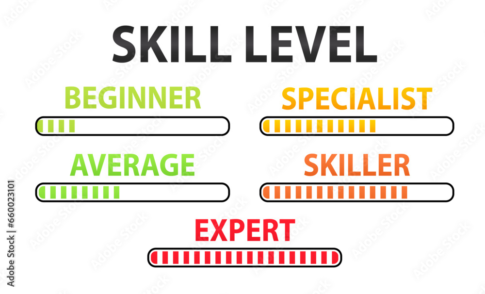 Level skill progress. Difference between beginner specialist and expert ...