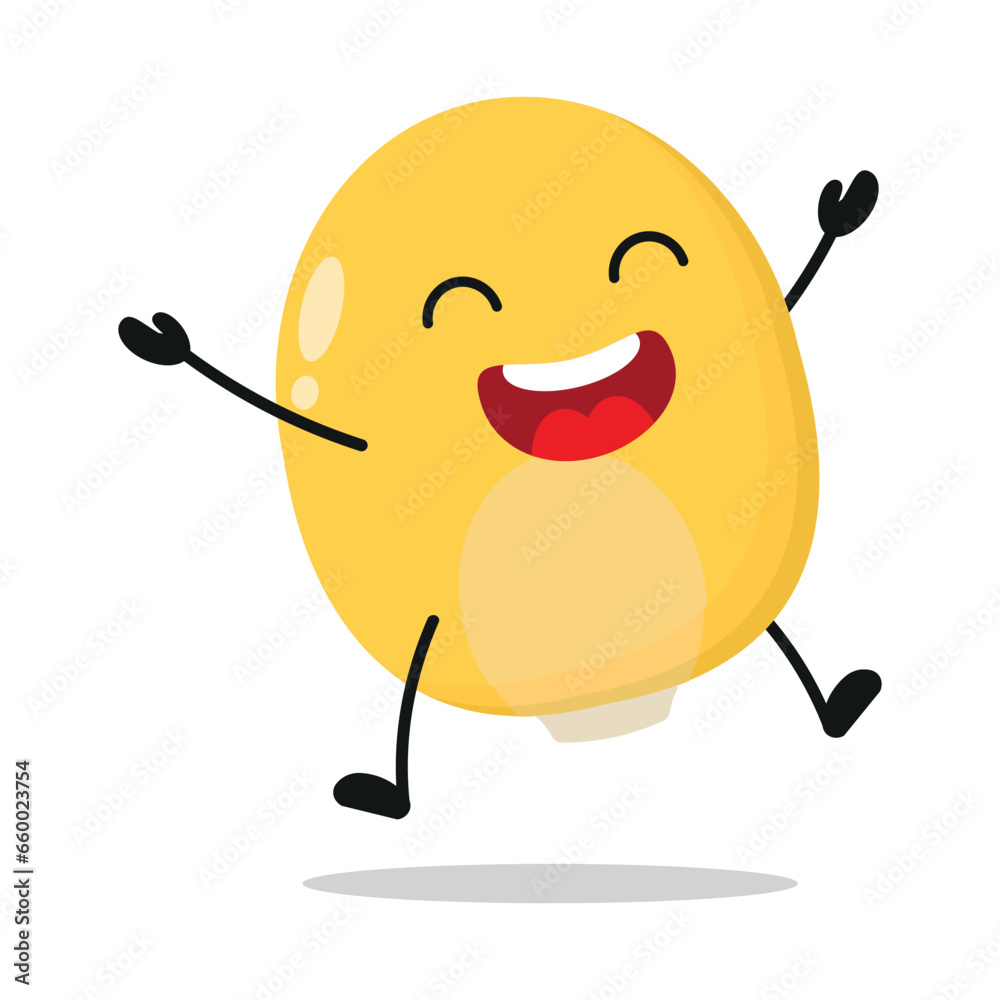 Cute happy corn kernel character. Funny victory jump celebration ...