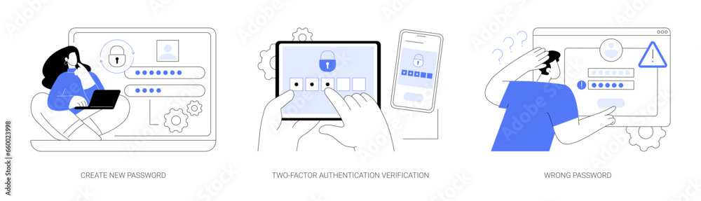 Poster Password management isolated cartoon vector illustrations se ...