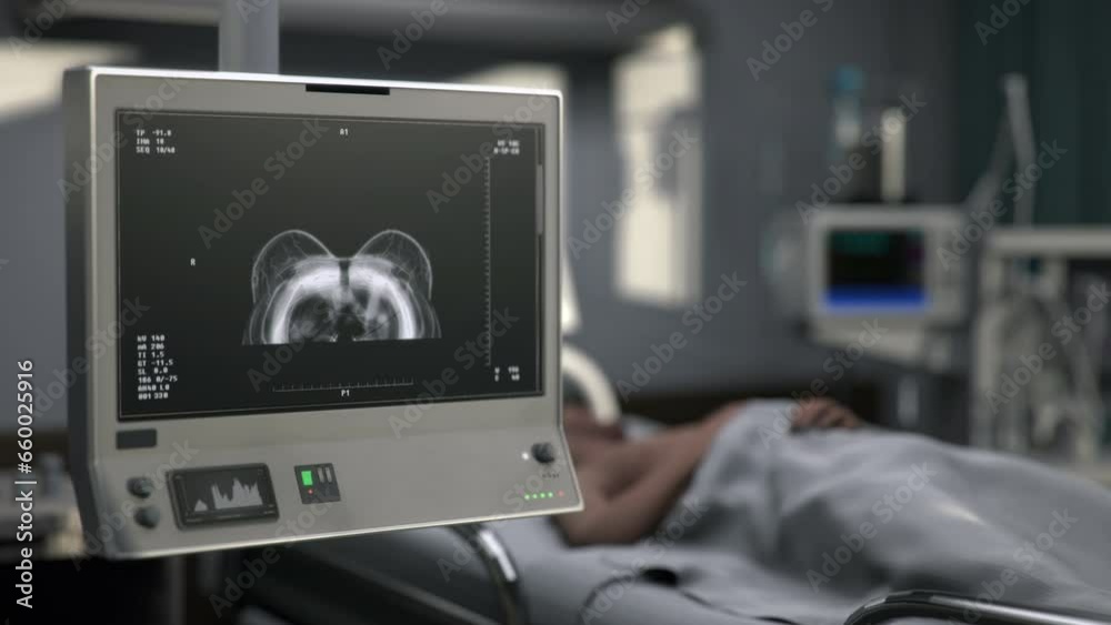 Medical X-ray screening of the sick patients breast at the hospital ...