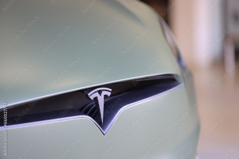 Hong Kong October 10, 2023. Tesla Model X Matte Military Green Wrap ...