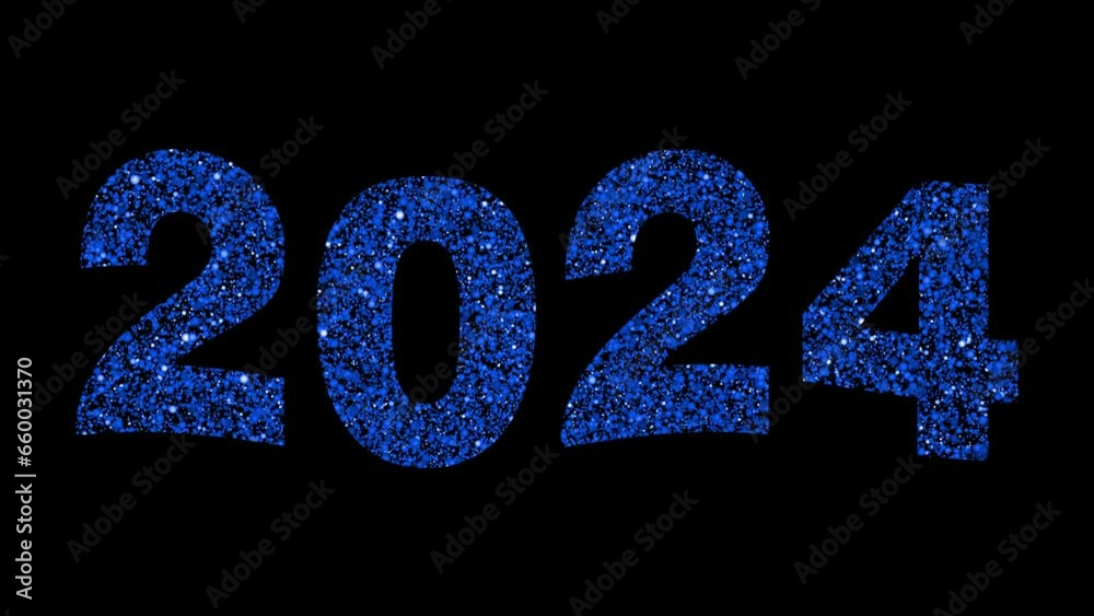 2024 New Year with snowflakes and black background. Seamless looping ...