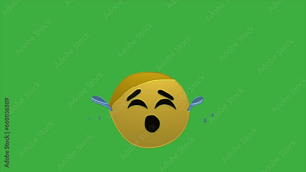 Loudly crying face video loop animation on green screen background ...