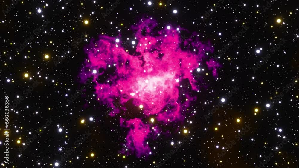 Pink nebula background, loopable. Starry colorful night sky with milky ...