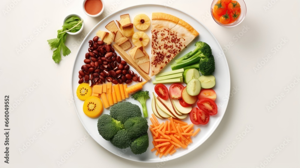 Healthy food visual representation on plate illustrating balanced ...