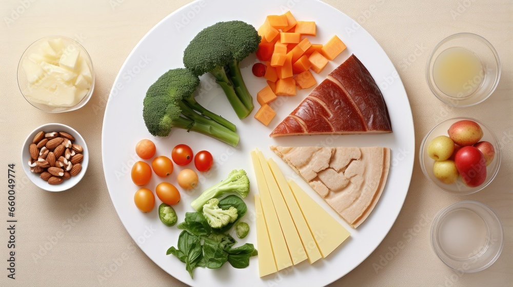 Healthy food visual representation on plate illustrating balanced ...