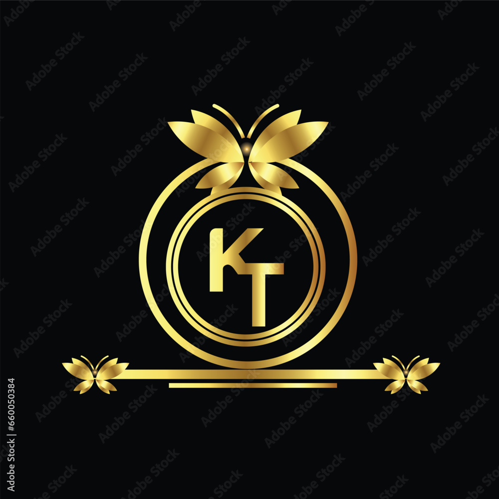 creative golden latter logo design kt logo, kt icon, kt letter, kt ...