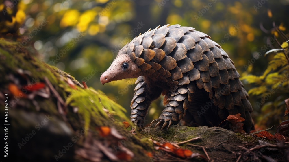 Highly trafficked wildlife species Indian Pangolin or Anteater Manis ...