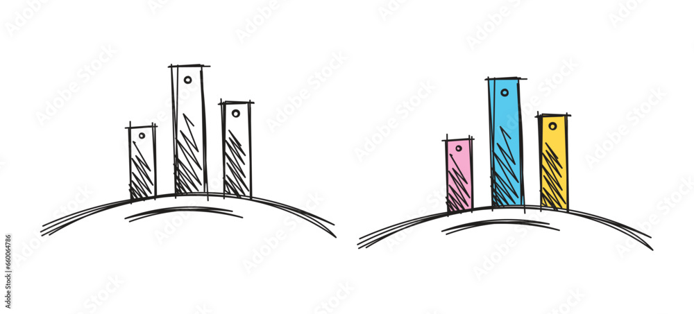 hand drawn column chart. scribble bar chart Stock Vector | Adobe Stock