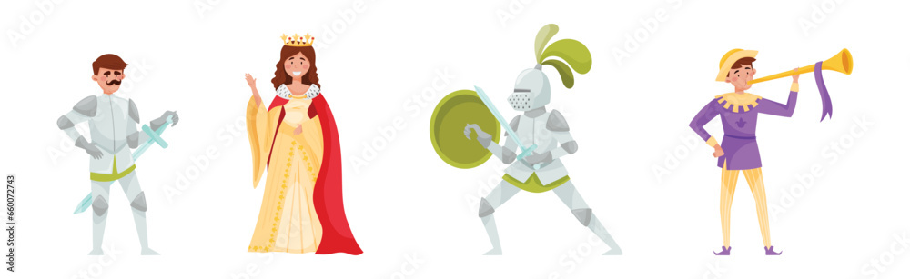 Medieval People Characters from European Middle Ages Period Vector Set ...