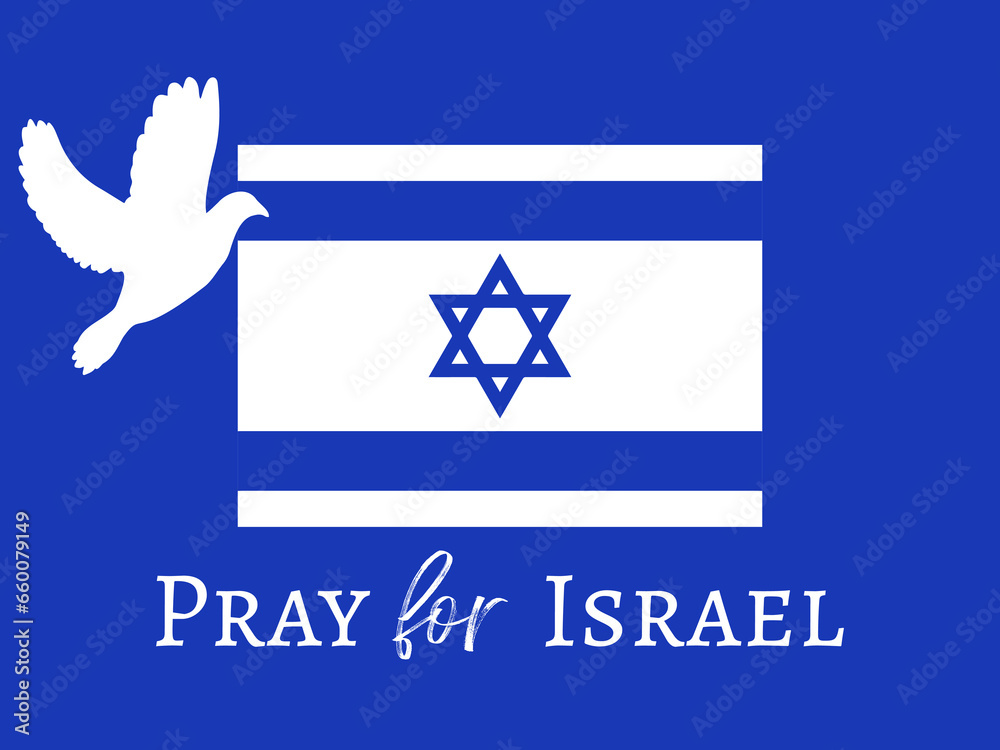 Vector isolated illustration with Israel flag, Star of David, dove of ...