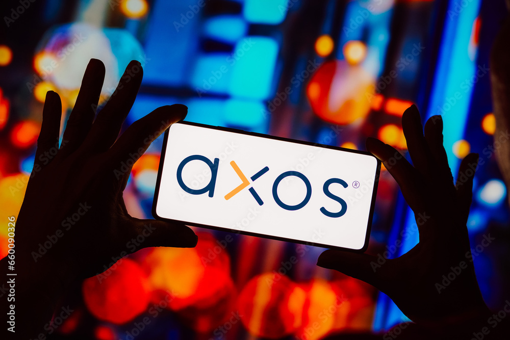 October 10, 2023, Brazil. In this photo illustration, the Axos logo is ...