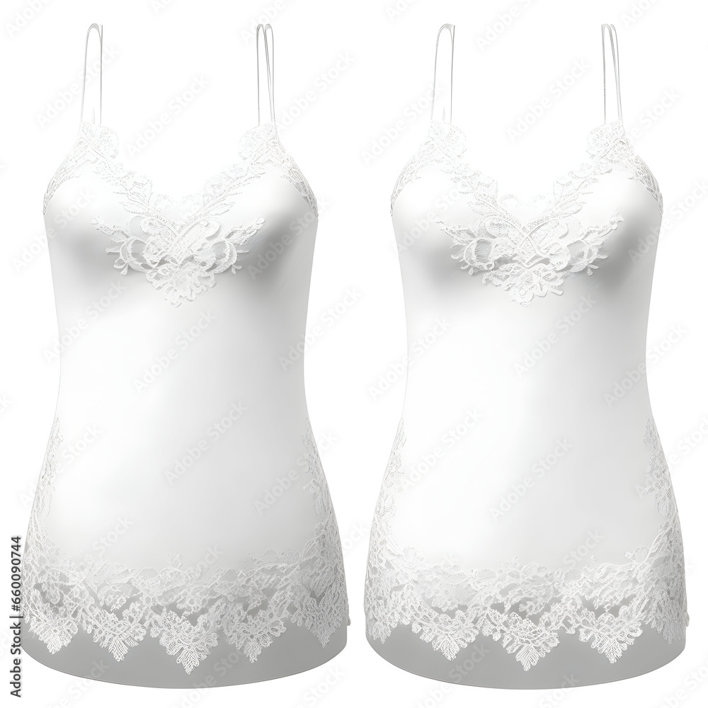 Elegant lace-trimmed camisole mock up template, front and back view ...