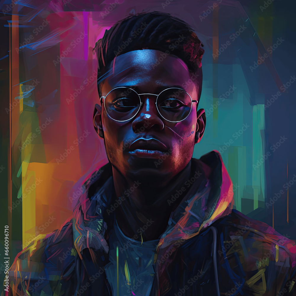 Techno album cover design, colorful techno album cover with a portrait ...