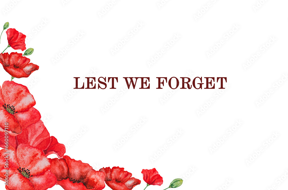 Lest we forget. Remembrance Day. Beautiful card with a watercolor ...