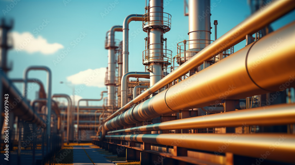 This image captures an industrial oil and gas pipeline during the ...