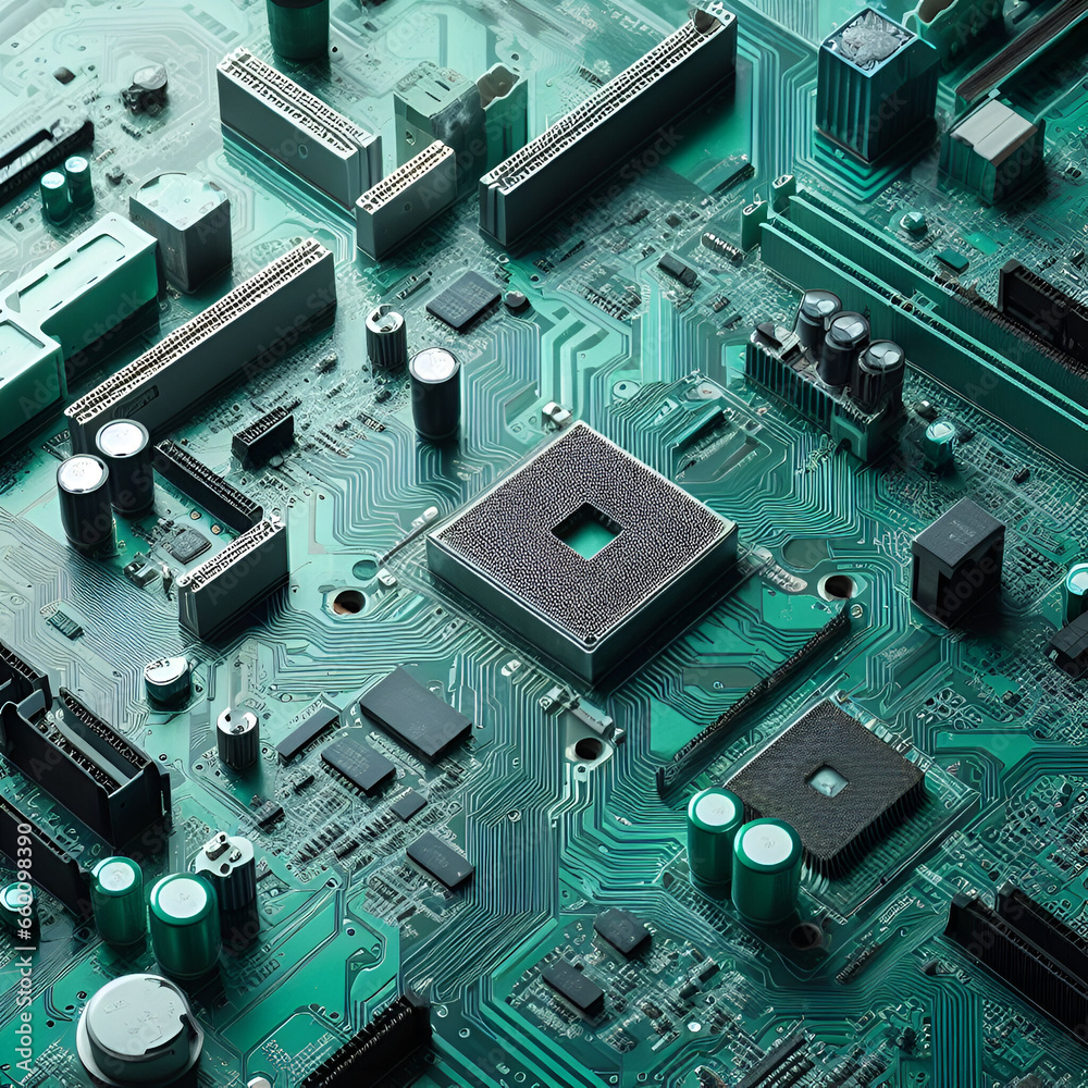 Diagonal View Hi Tech Green Electrical Electronics Processor Chip ...