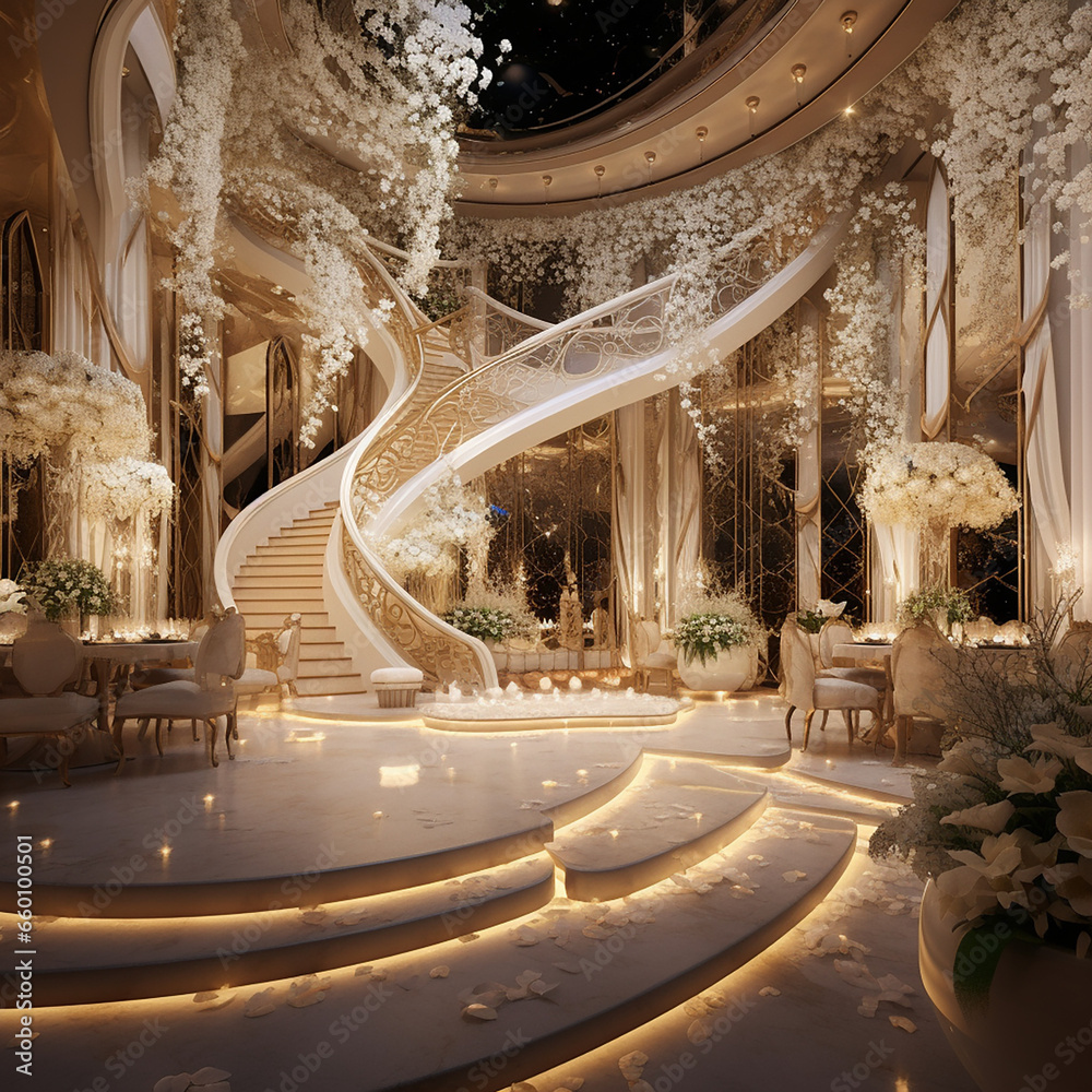 Luxurios wedding hall interior design created with Generative Ai Stock ...