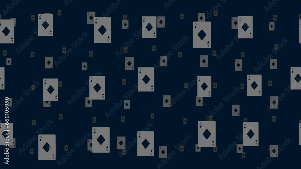 Ace of diamond cards float horizontally from left to right. Parallax ...