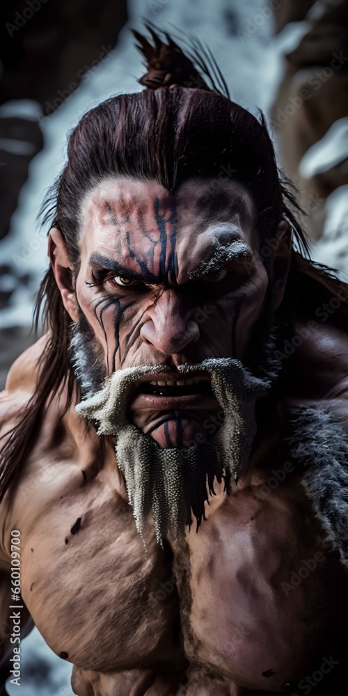 angry giant ice gollum frost warrior cinematic realism raw extreme ...