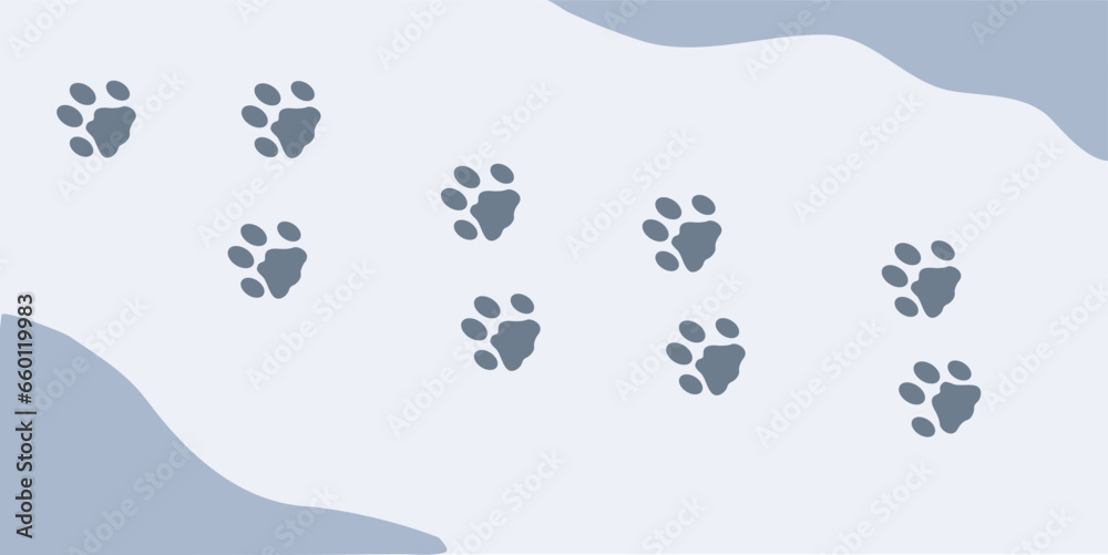 Lynx paws on snow . Winter animal paw prints, vector lynx footprints ...