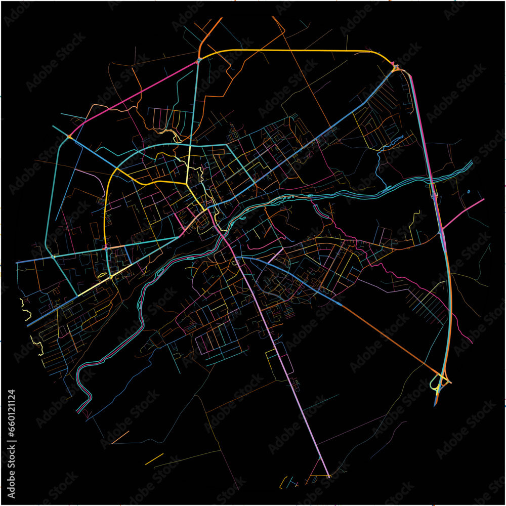 Colorful Map of Ukmerge, Vilnius County with all major and minor roads ...