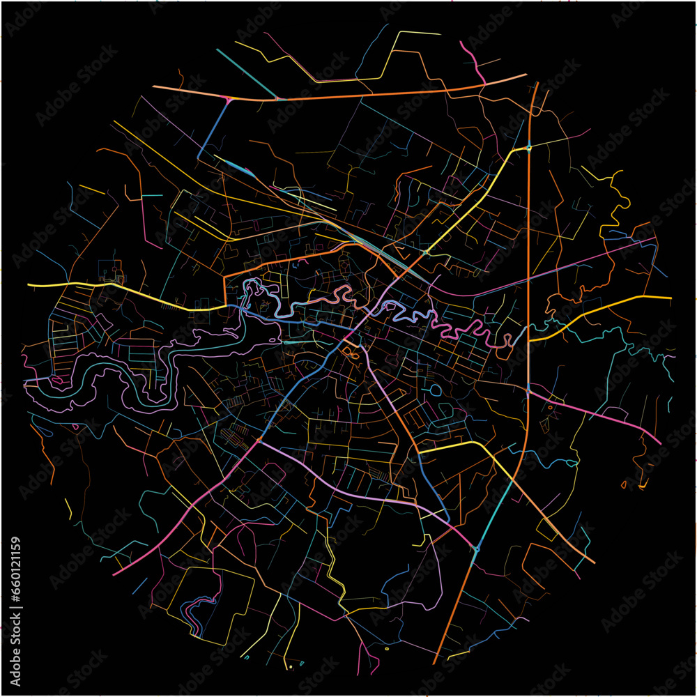 Colorful Map of Plunge, Telšiai County with all major and minor roads ...