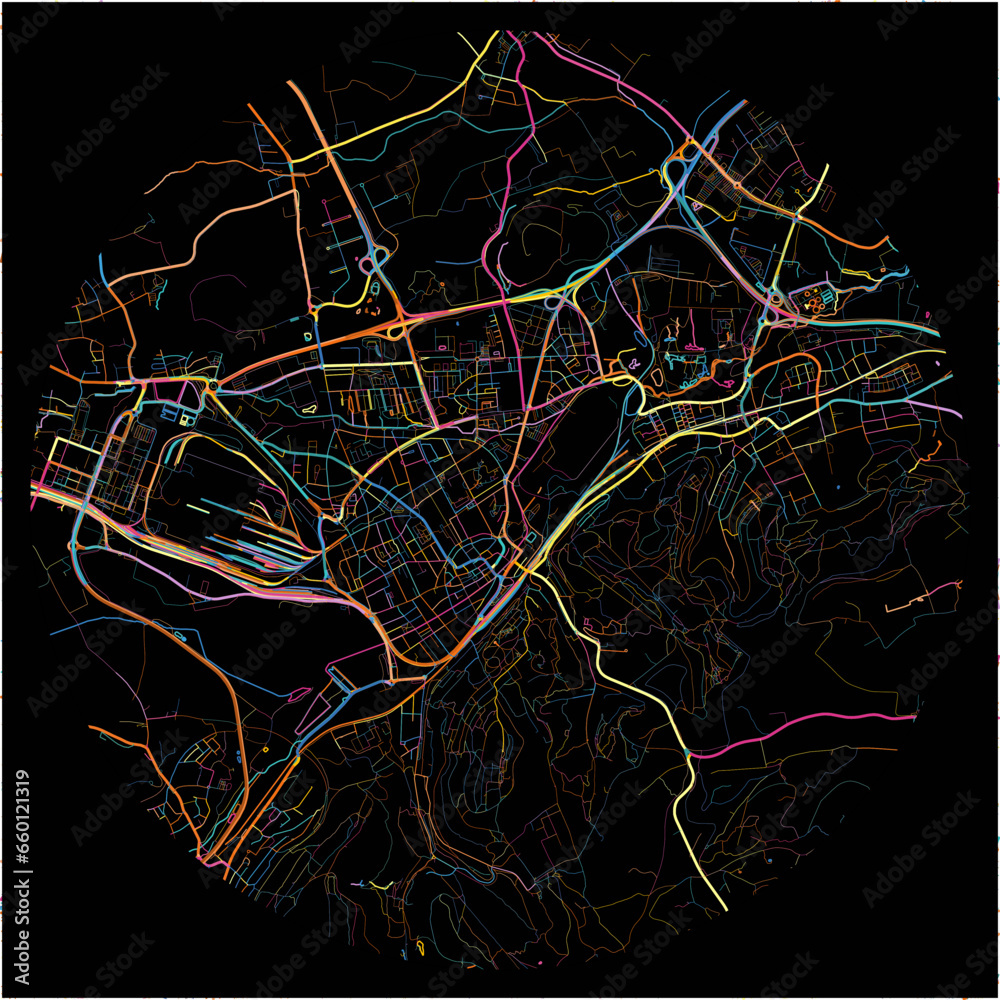 Vetor de Colorful Map of Esch-sur-Alzette, Esch-sur-Alzette with all ...