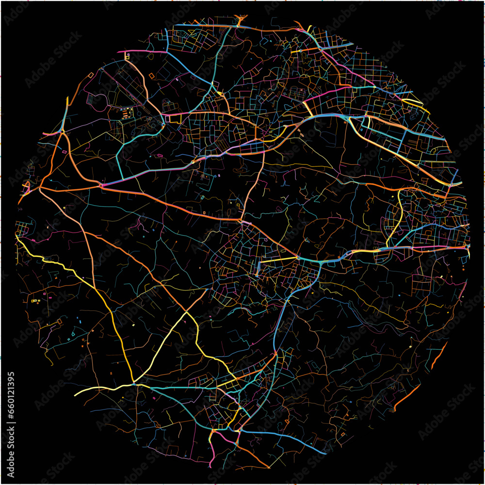 Colorful Map of Zebbug, Southern Region with all major and minor roads ...