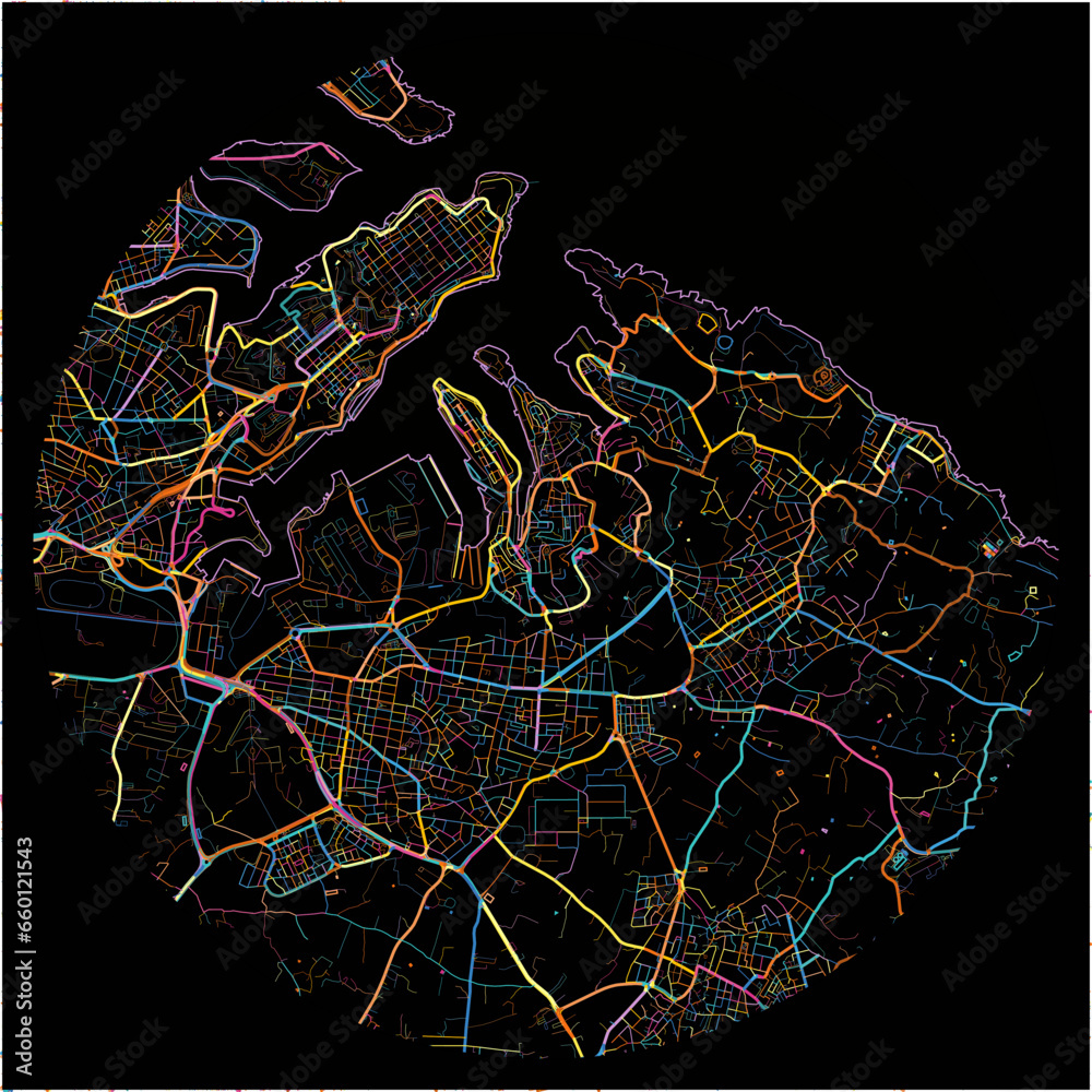 Colorful Map of Bormla, South Eastern Region with all major and minor ...