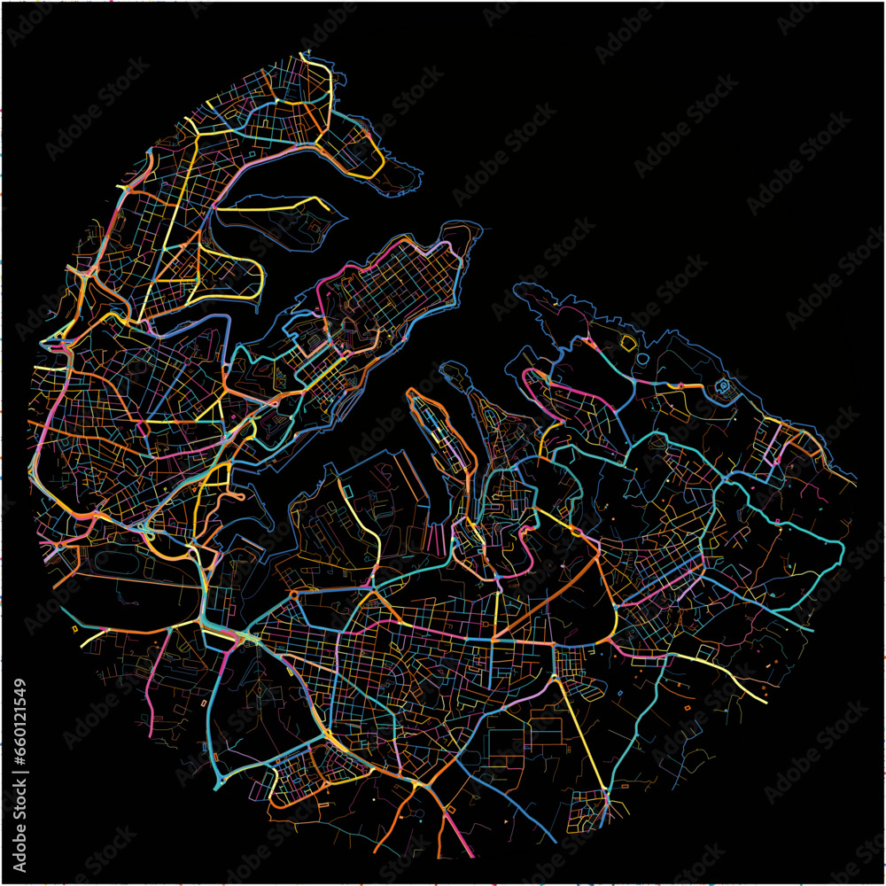 Colorful Map of Senglea, South Eastern Region with all major and minor ...