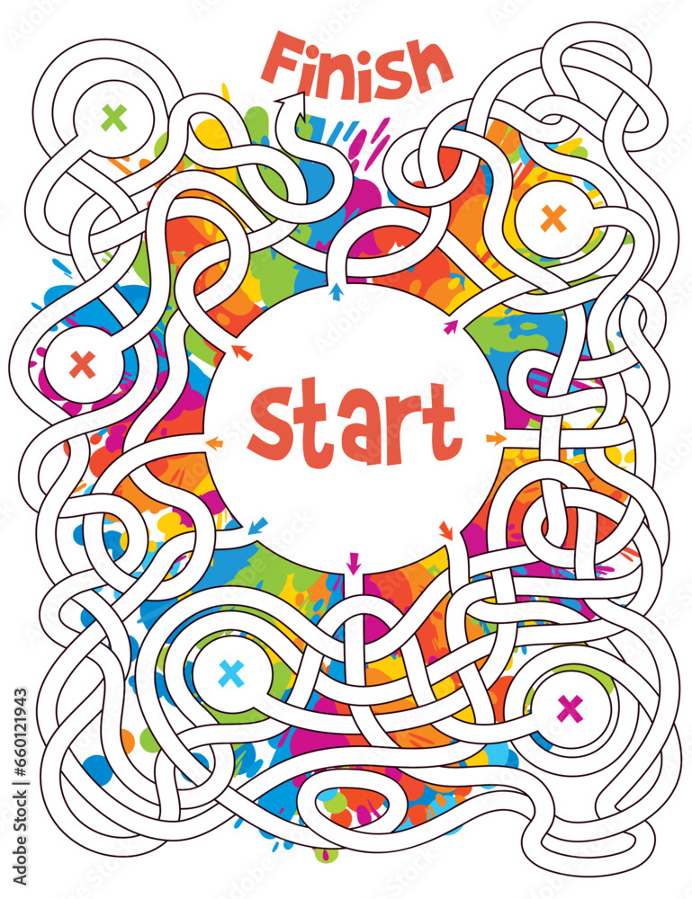 Colorful maze. Find the right path. Maze for children. Educational game ... Colorful maze. Find the right path. Maze for children. Educational game ...