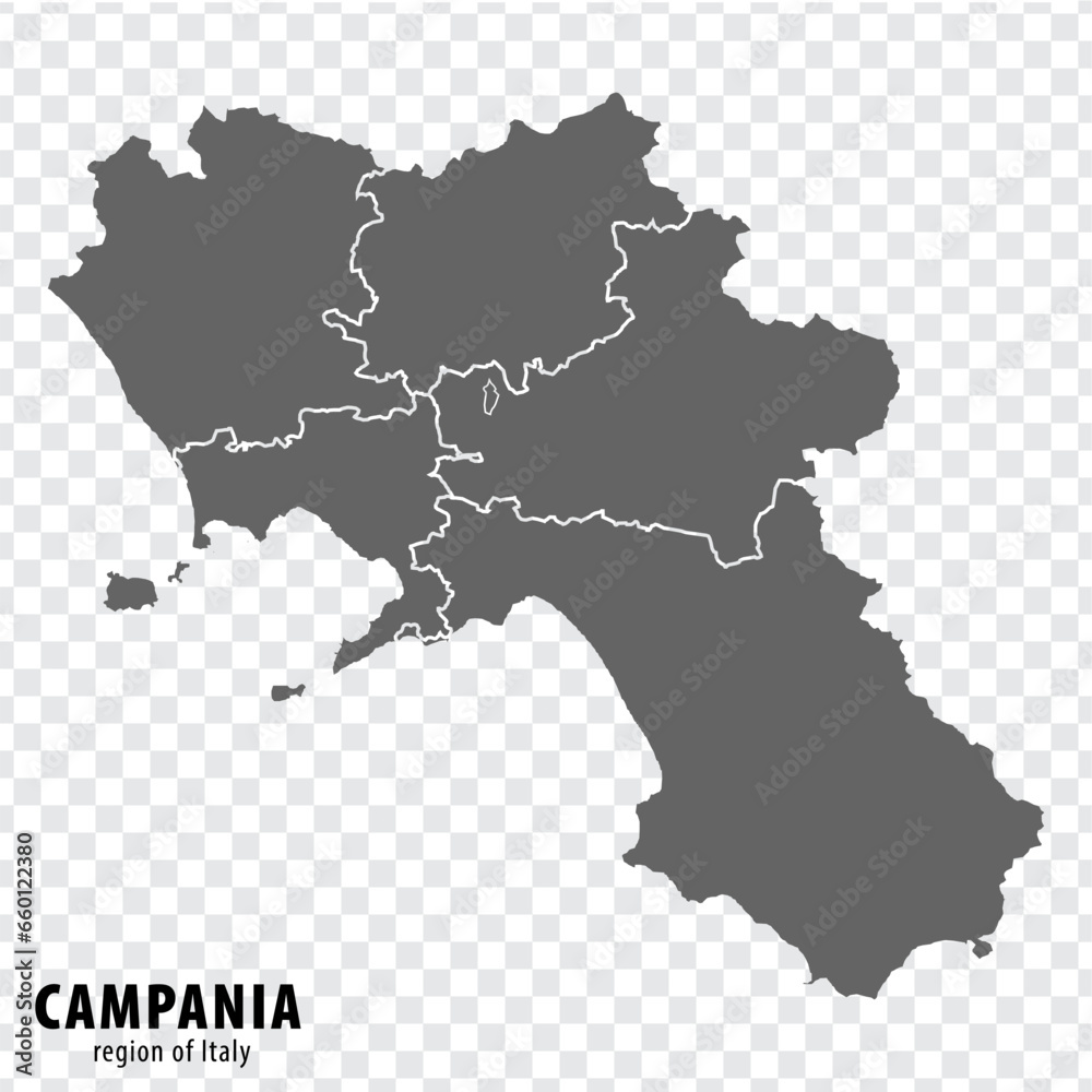 Blank map Campania of Italy. High quality map Region Campania with ...