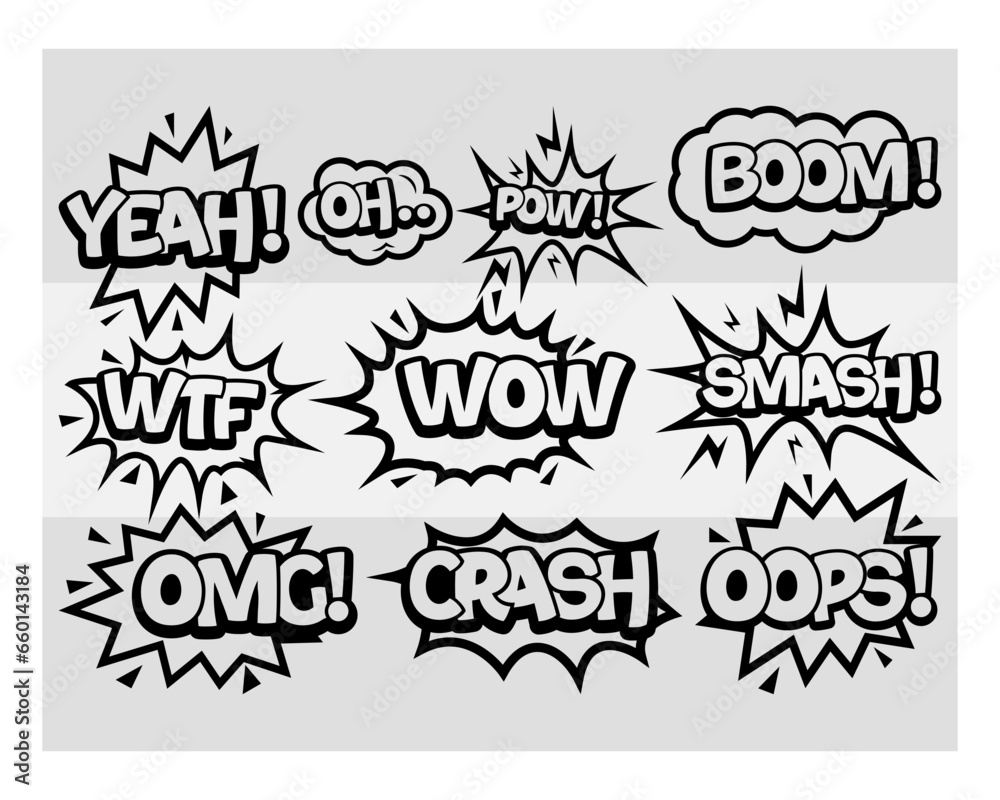 Action Signs Svg | Boom Svg| Wow Svg | WTF Svg | Omg Svg | Paw Svg ...