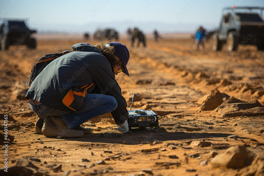 An archaeologist using ground-penetrating radar to uncover buried ...