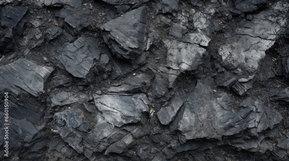 Texture of volcanic tuff with a compacted appearance. The surface is tightly packed with layers ...