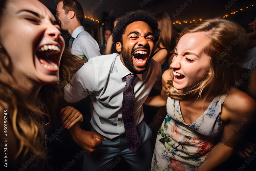 Friends sharing a hilarious moment supported by each other as they ...