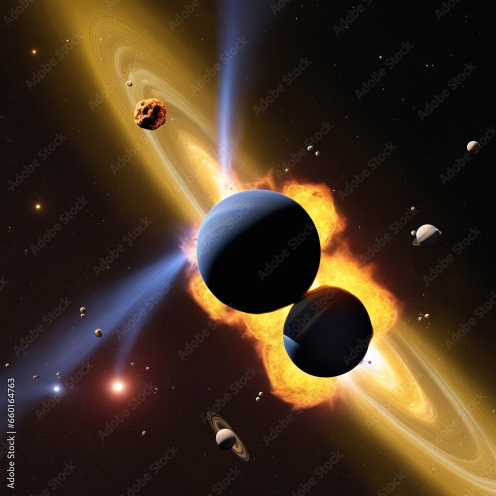 A photo taken by the James Webb Telescope of Collision of two planets ...