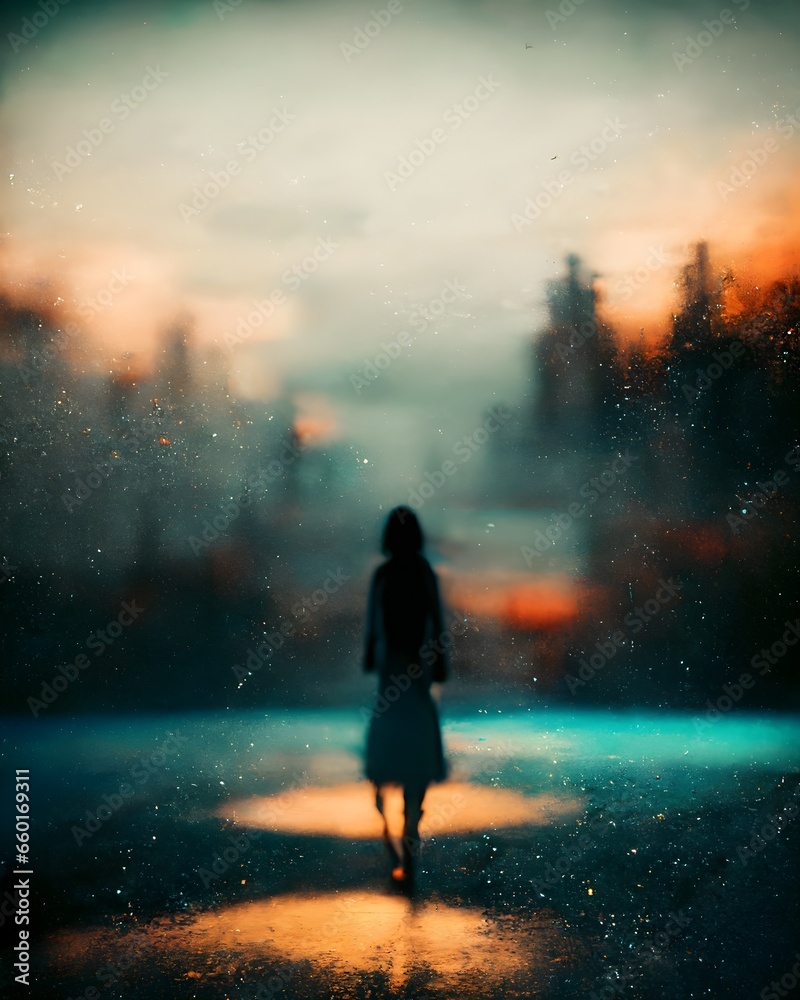 minimalist grunge horizon vignette darker edges blending oil paint ...