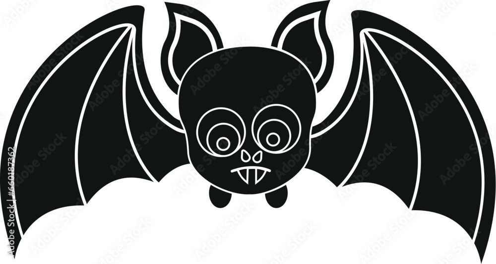 Cartoon Black and White Illustration Vector Of A Flying Vampire Bat ...