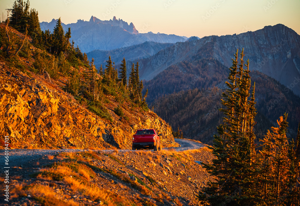 North Cascades National Park scenic landscape. Pasayten Wilderness. Car ...