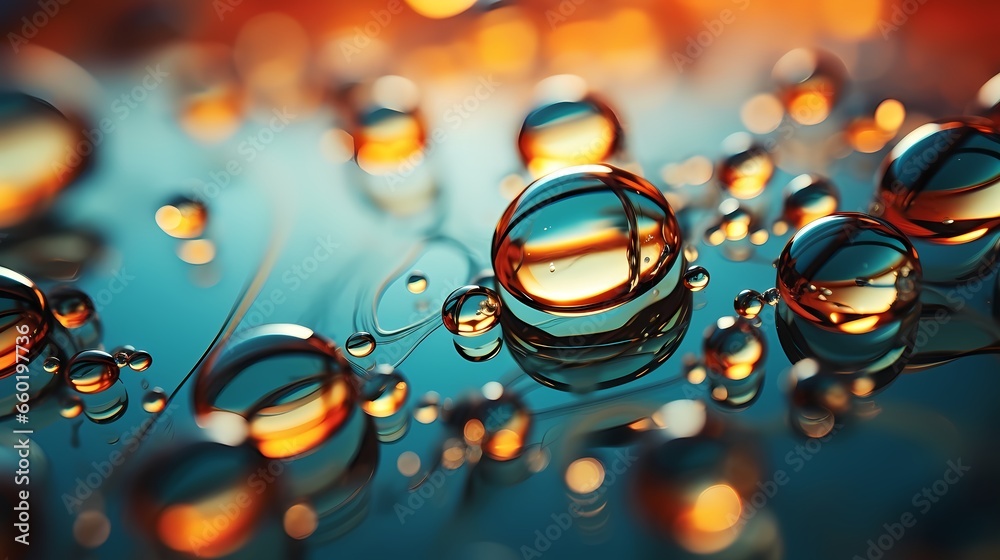 Close-up of delicate bubbles forming unique patterns on a glass surface ...