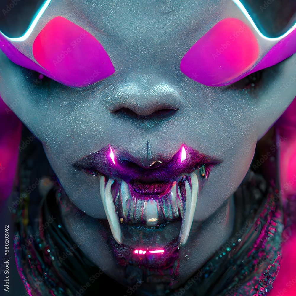 Badass Troll Queen with Grey Magenta skin and long whiskers dripping ...