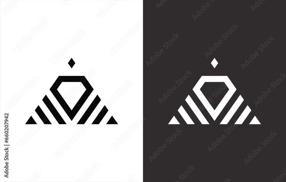 triangular monogram design logo with additional diamond design. black ...