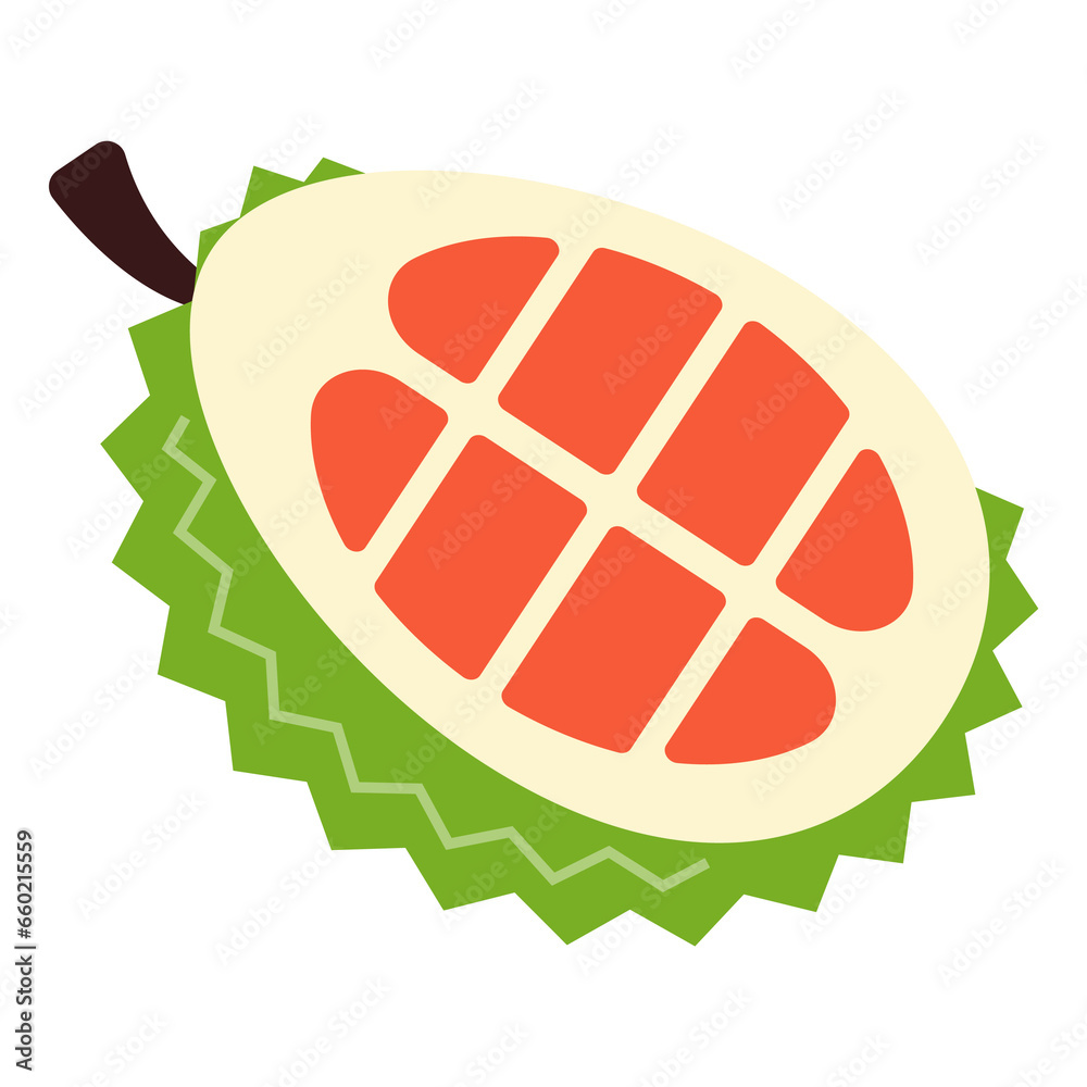 Vector illustration of Red durian fruit icon sign and symbol. colored ...