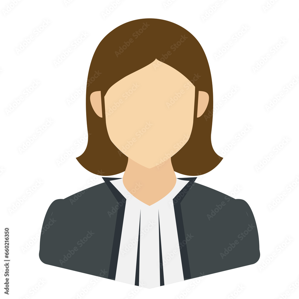 Vector illustration of Female Judge Avatar in color on a transparent ...