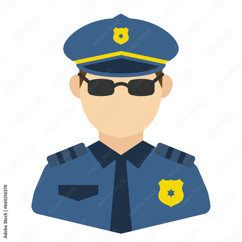 Vector illustration of Police Avatar in color on a transparent ...