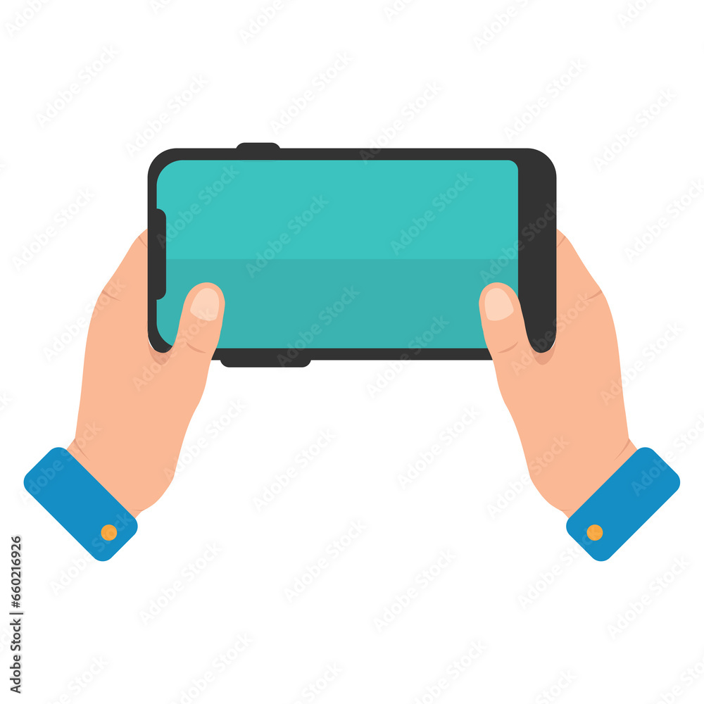 Vector illustration of play mobile games. Colored vector for website ...